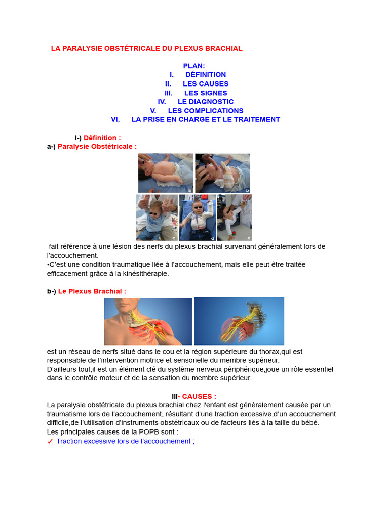 Paralysie obstétricale du plexus brachial | PDF | Accouchement ...