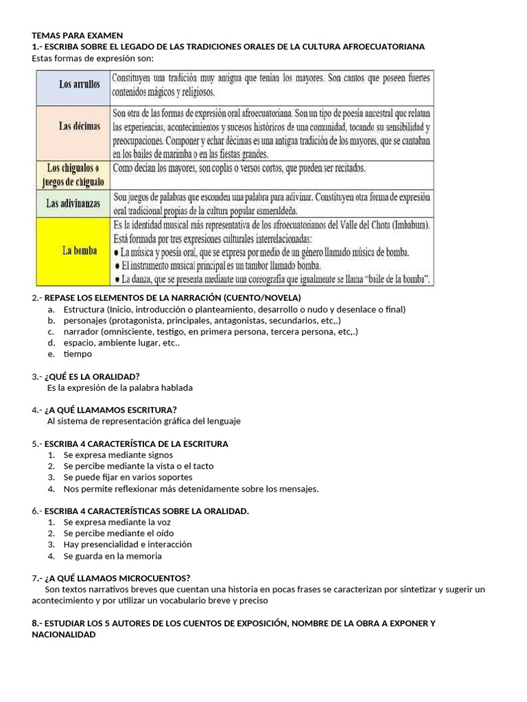 Temas para Examen 3er | PDF
