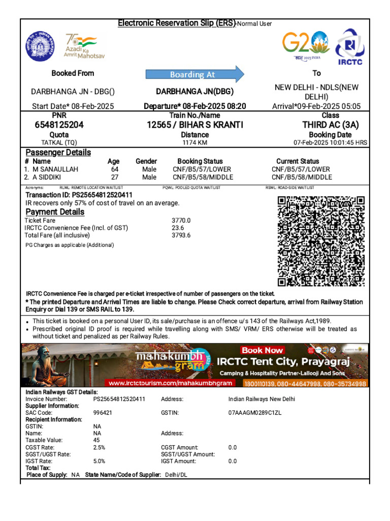 IRCTC Next Generation Eticketing System | PDF | Identity Document