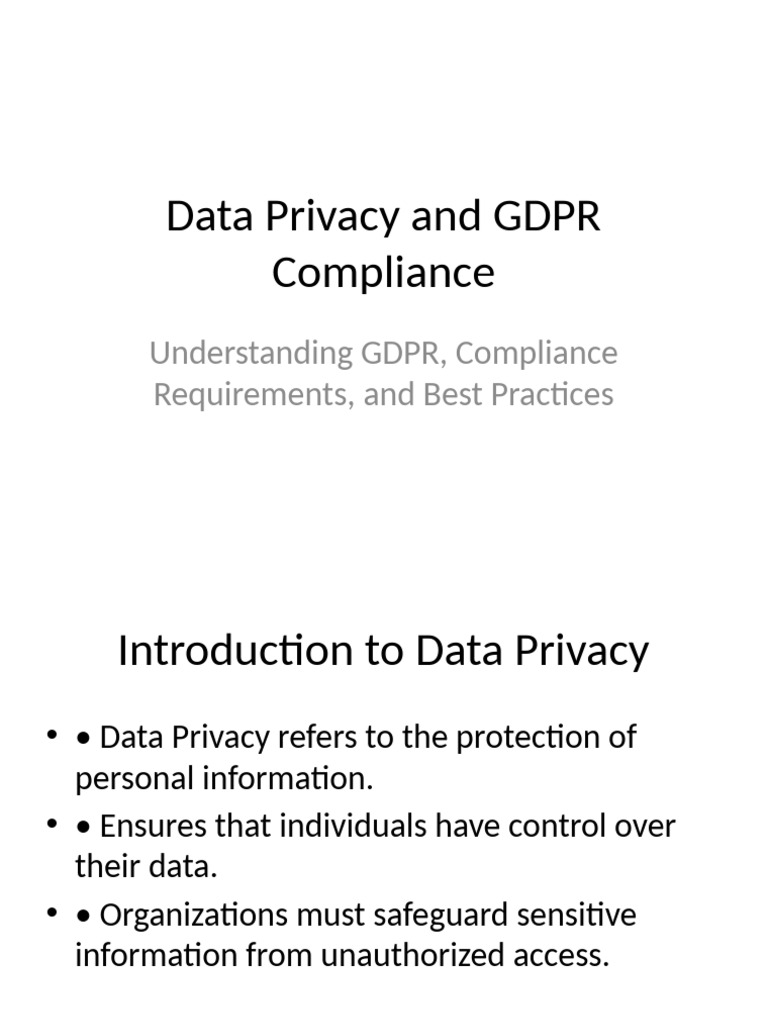 Data Privacy And Gdpr Compliance Pdf