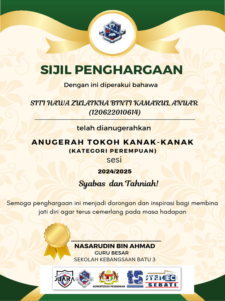 Sijil Tokoh Kanak2 2024 | PDF