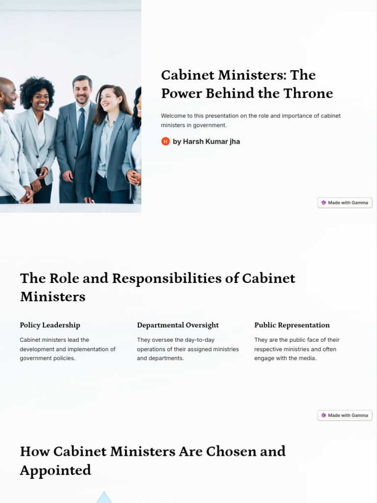 Cabinet Ministers' Roles & Impact | PDF | Cabinet (Government) | Governance