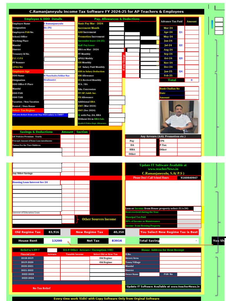 C. Ramanjaneyulu Income Tax Software 2024-25 | PDF | Tax Deduction | Taxes