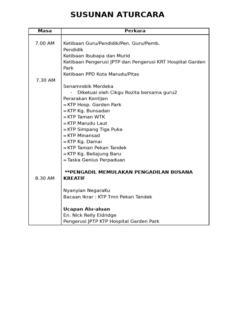 Susunan Aturcara Semarak | PDF