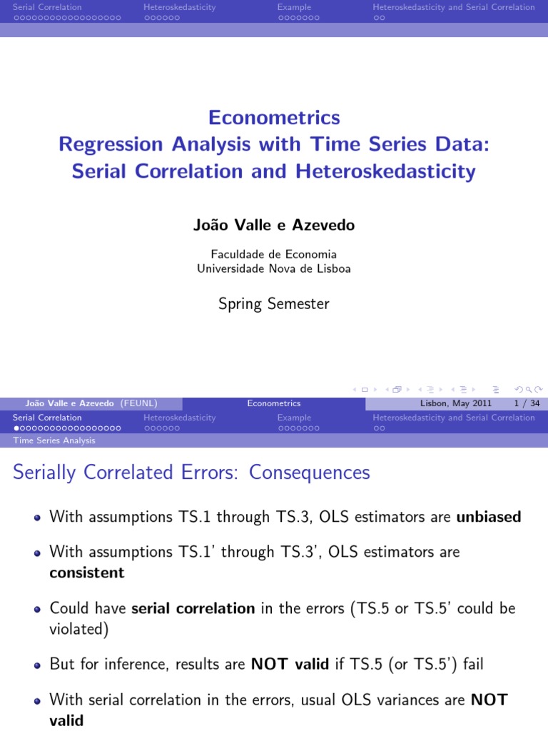 Econometrics Regression Analysis With Time Series Data: Serial Correlation and ...
