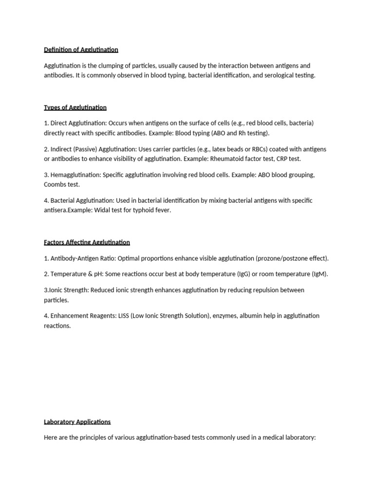 Agglutination Tests Explained | PDF | Clinical Medicine | Blood