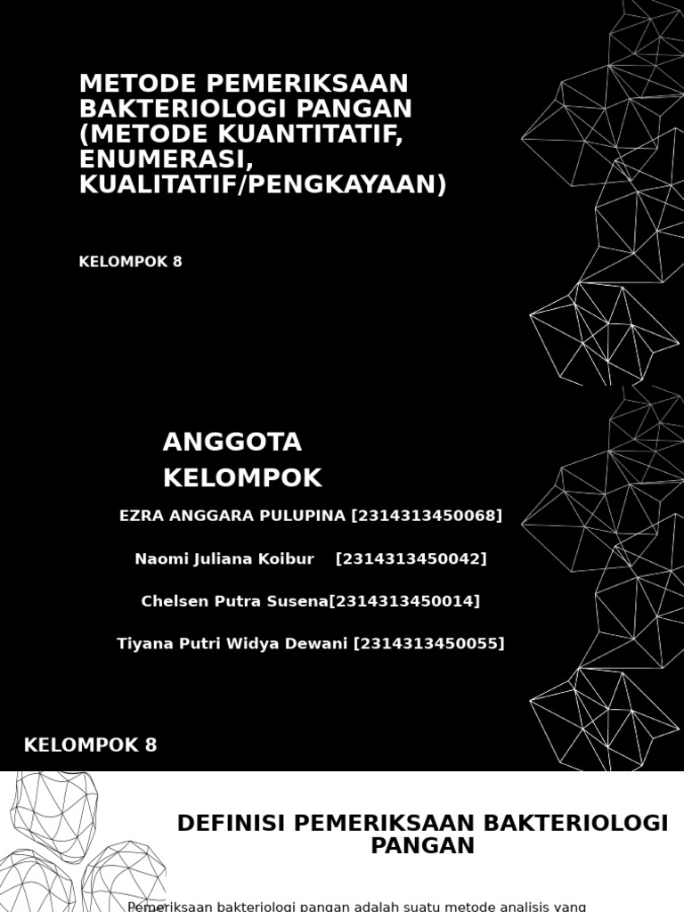 Kel.8 - Metode Pemeriksaan Bakteriologi Pangan | PDF