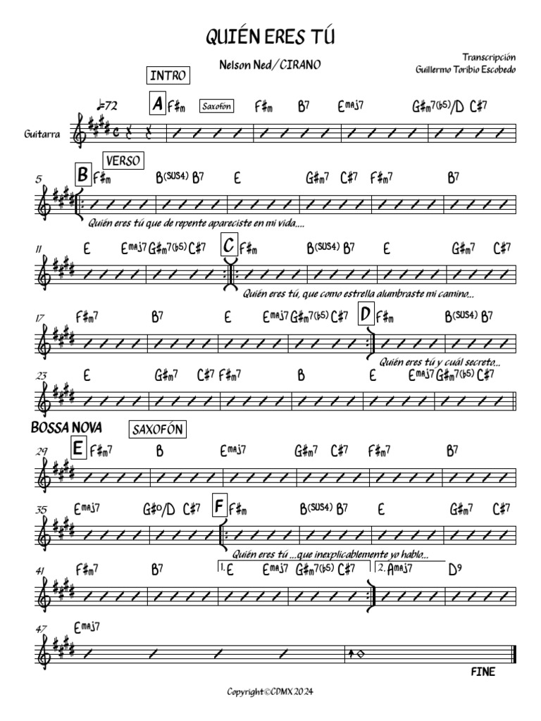 QUIÉN ERES TÚ - NELSON NED - Partitura Completa 3 | PDF