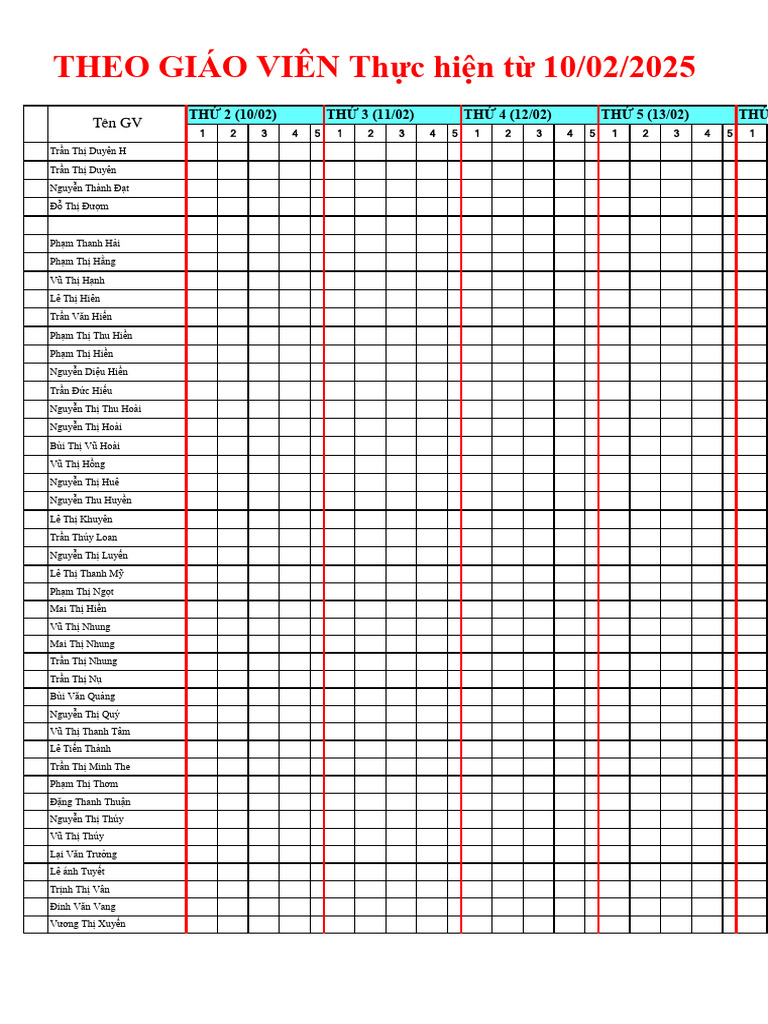 TKB Hoc Chieu 2025 GV | PDF