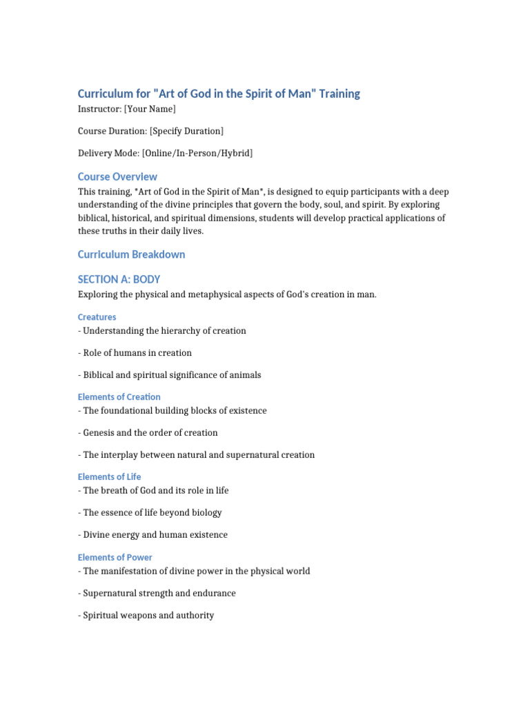 Art of God Curriculum | PDF | Miracle | Spirituality