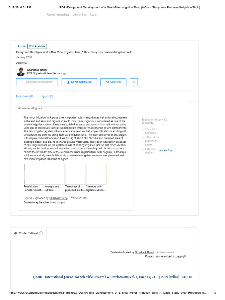 (PDF) Design and Development of a New Minor Irrigation Tank (A Case Study over Proposed ...