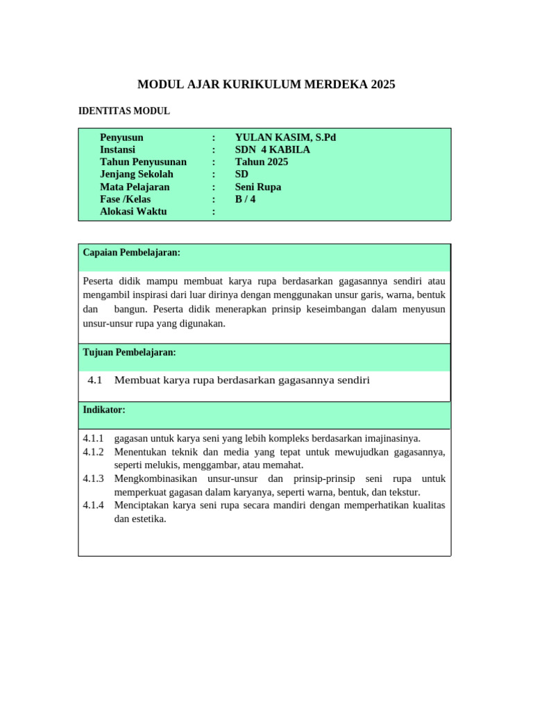 Modul TP 1 (Seni Rupa) | PDF