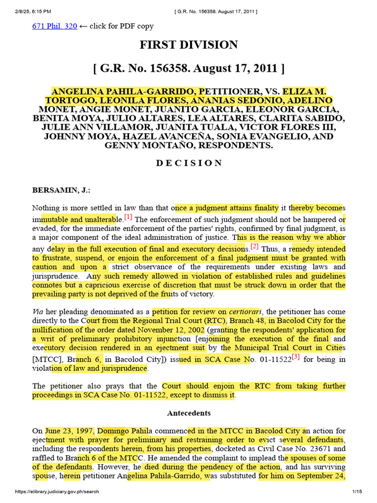 (1) Garrido v. Tortogo | PDF | Injunction | Certiorari
