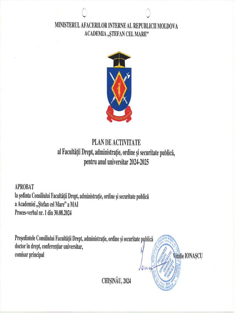 Plan de Activitate Al FDAOSP A.U. 2024 2025 | PDF