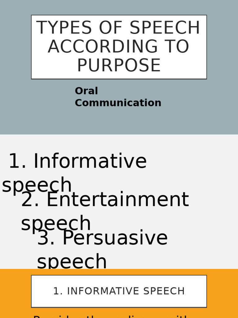 Types of Speech According To Purpose | PDF
