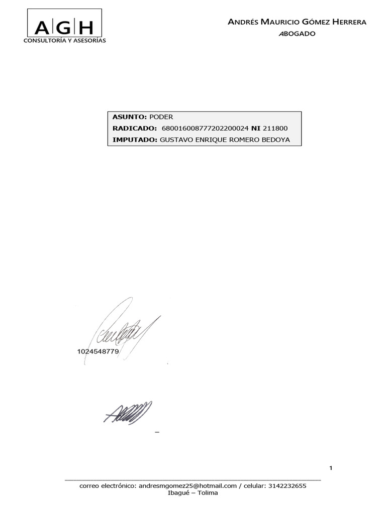 PODER - 680016008777202200024 NI 211800 - GUSTAVO ENRIQUE ROMERO BEDOYA ...