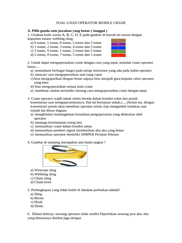 Ujian Operator Keran Angkat dan Angkut | PDF