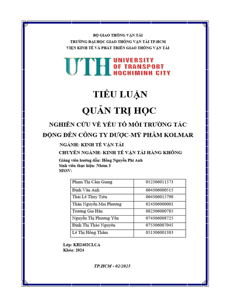 Mở Tiểu Luận QTH Nhóm 3 | PDF