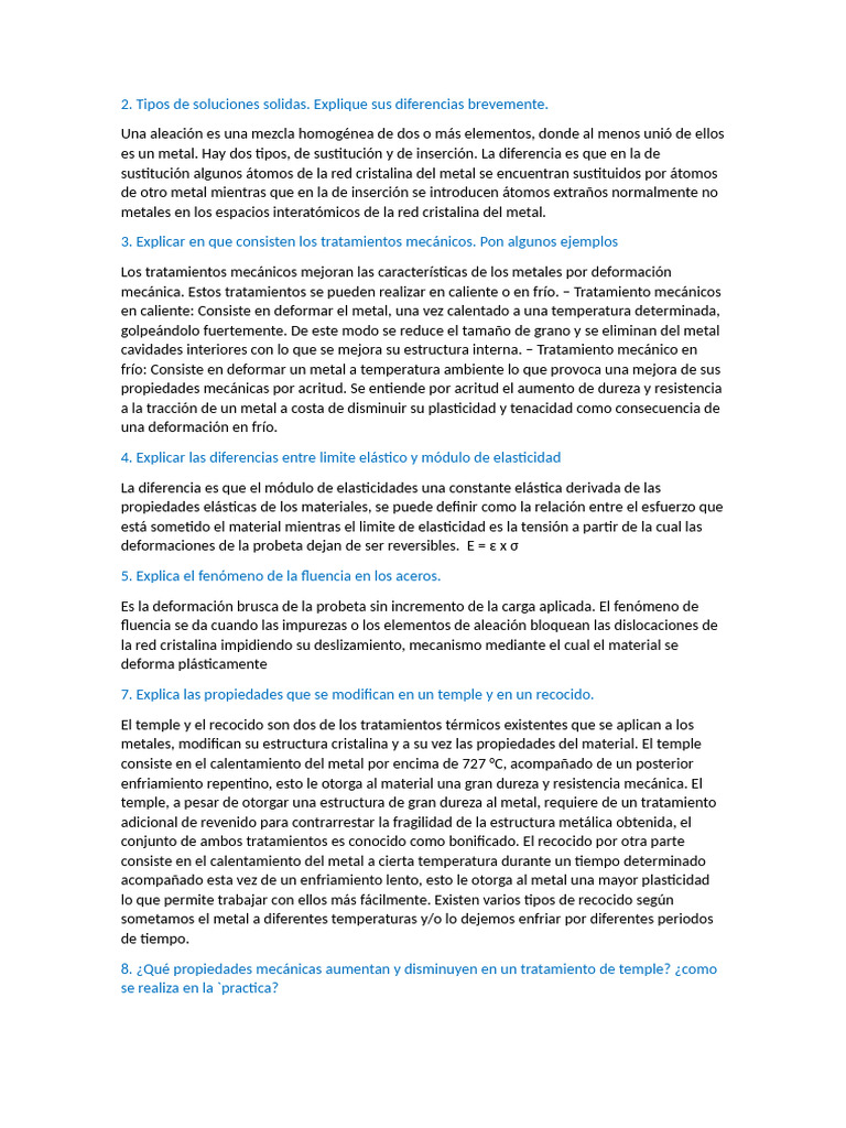 Preguntas Tecnologia | PDF | Tratamiento a base de calor | Corrosión
