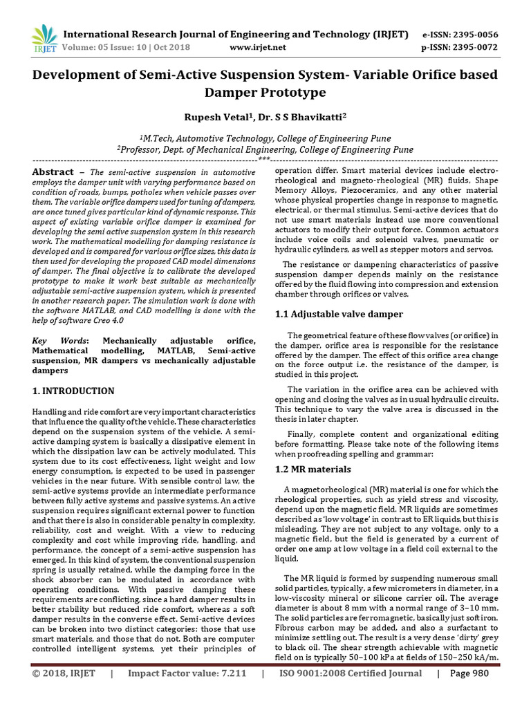 Variable Orifice Based Damper | PDF | Valve | Actuator