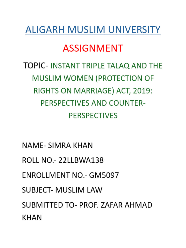 Aligarh Muslim University: Assignment | PDF