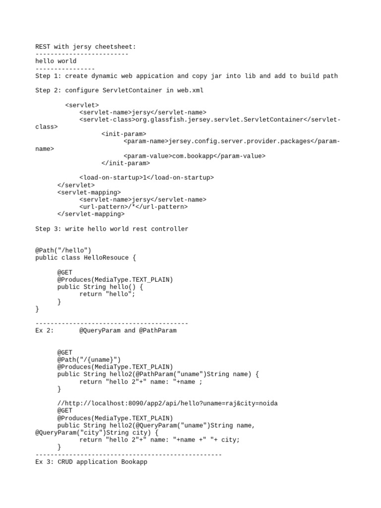 REST with jersy cheetsheet | PDF | Software | Systems Architecture