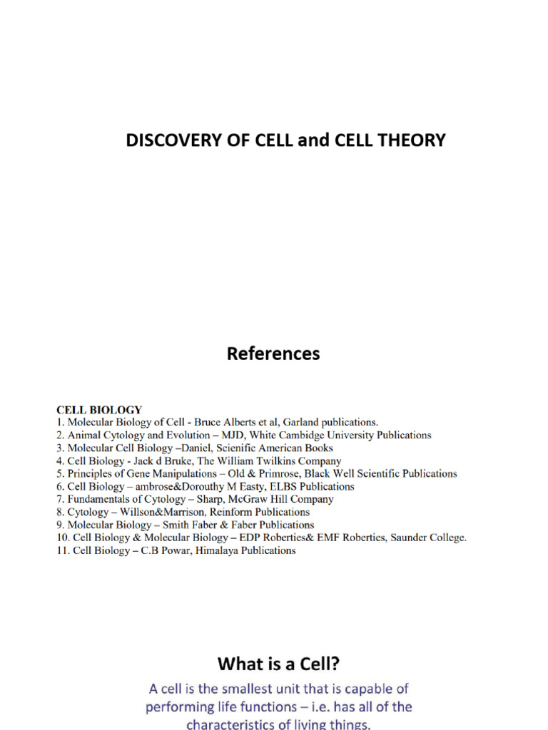 Discovery of Cell & Cell theory | PDF