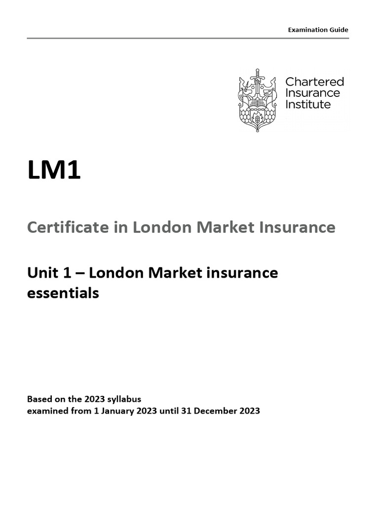 Lm1 Examination Guide For Exams From 1 January 2023 Until 31 December ...