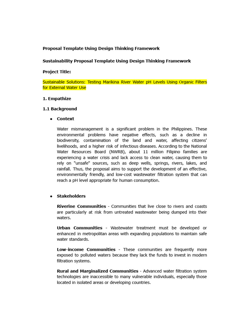 PROTOTYPE PROPOSAL PAPER | PDF | Water Pollution | Sustainability