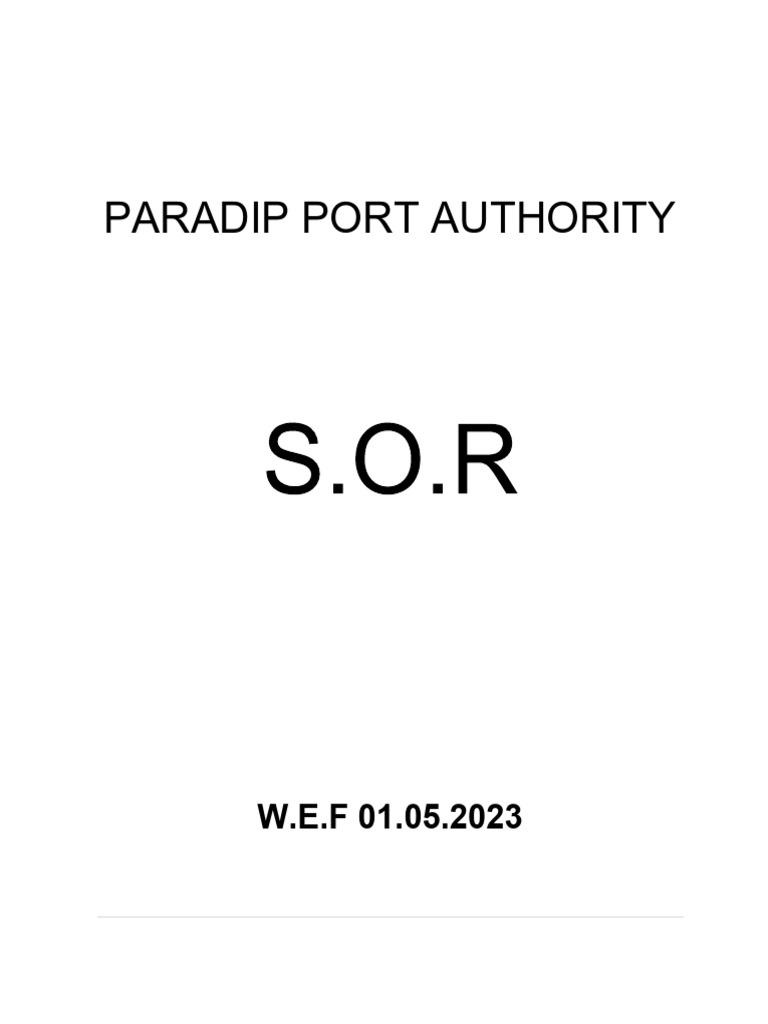 Revised SOR of Paradip Port With Effect From 01.05.2023 | PDF | Maritime Pilot | Cargo