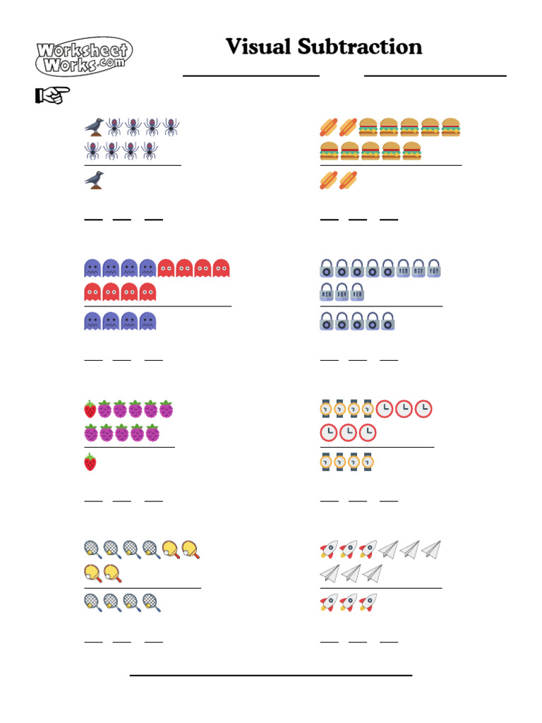 WorksheetWorks Visual Subtraction 1 | PDF