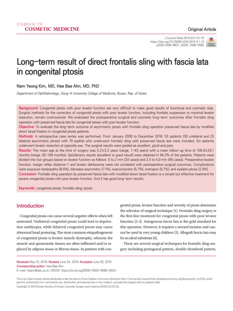 Long-Term Result of Direct Frontalis Sling With Fa | PDF | Medical ...