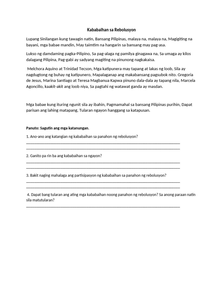 Kababaihan Sa Rebolusyon | PDF