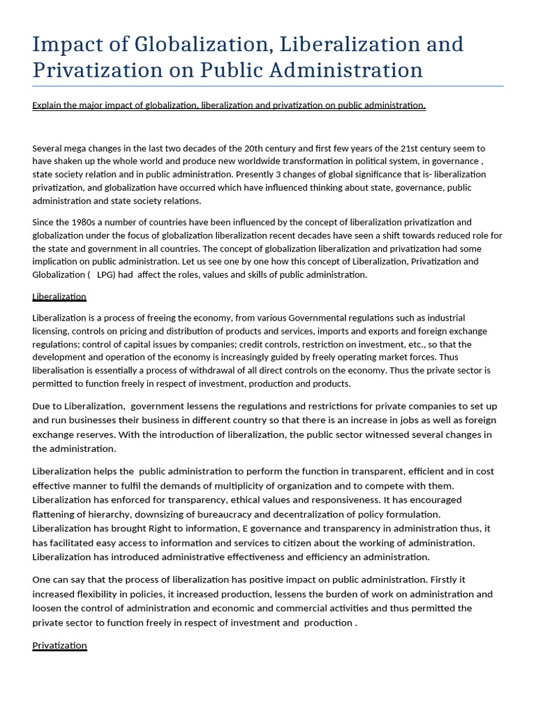 PA in The Era of Liberalization, Privatization and Globalization - CC ...