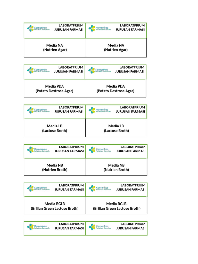 Media Laboratorium Jurusan Farmasi | PDF