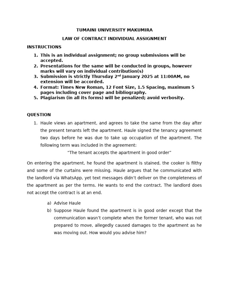 Law of Contract Assignment: Haule's Case | PDF