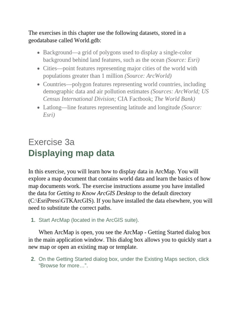 ArcMap Data Display Exercises Guide | PDF