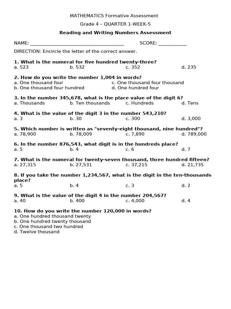 MATHEMATICS Formative Assessment 5 | PDF