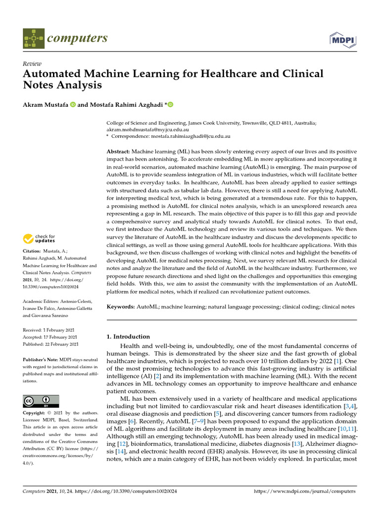 Automated MAchine Learning For Healthcare and Clinical Notes Analysis ...