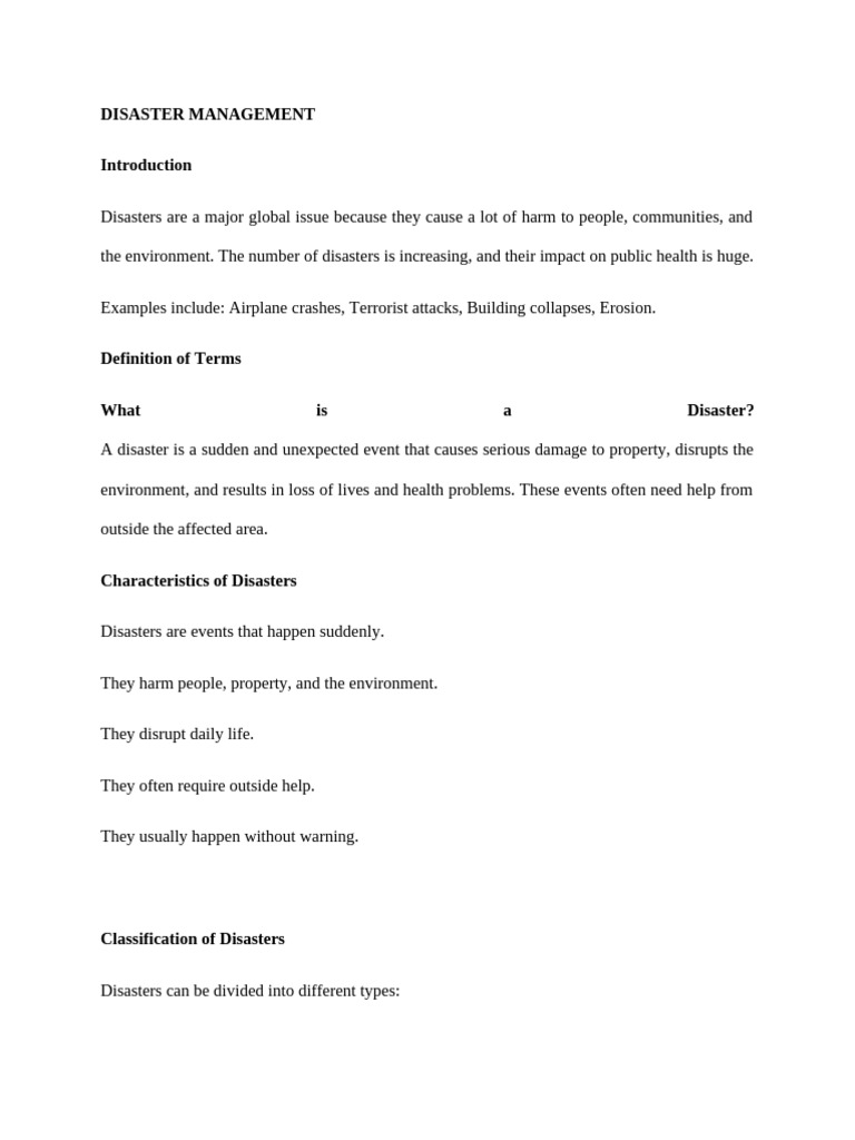 Disaster Management Note | PDF | Hazards | Natural Disasters
