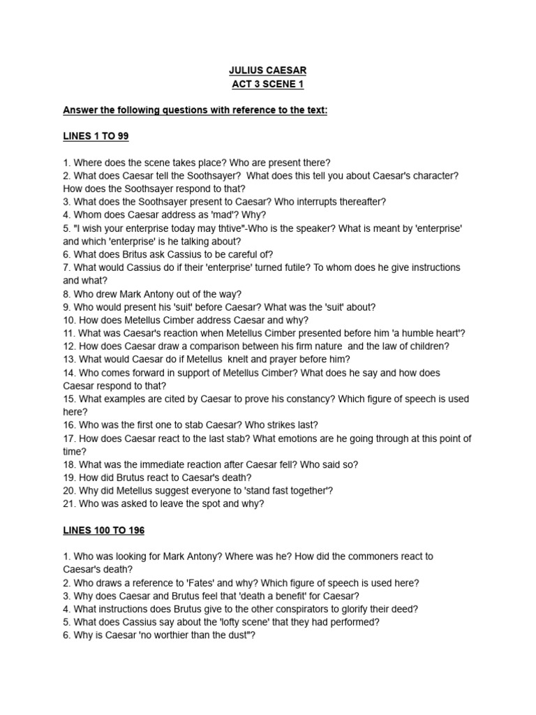 Julius Caesar - Act 3, Scene 1 | PDF | Julius Caesar | Mark Antony