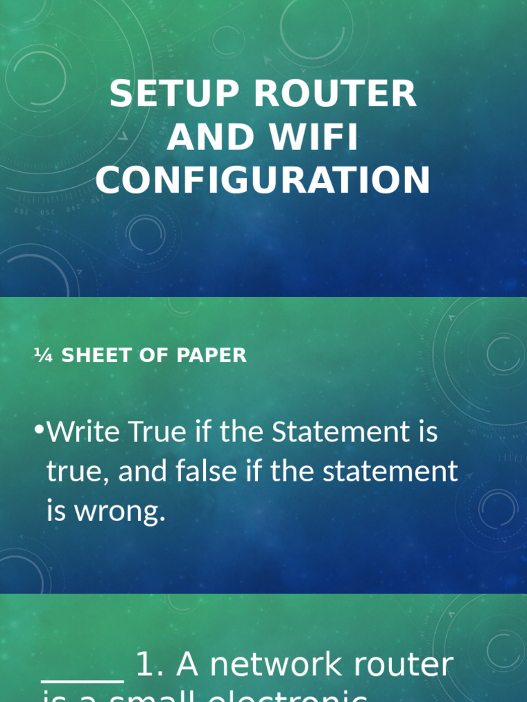 Router and Wi-Fi Setup Guide | PDF