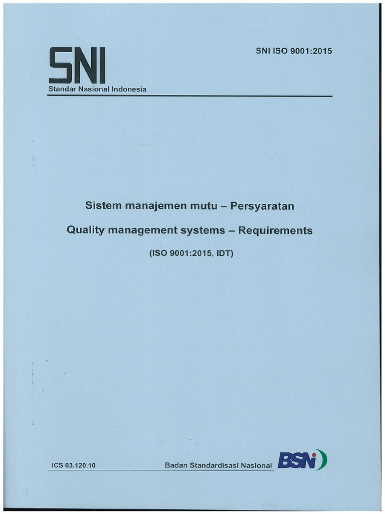 ISO 9001-2015 SNI-BSN Bilingual | PDF