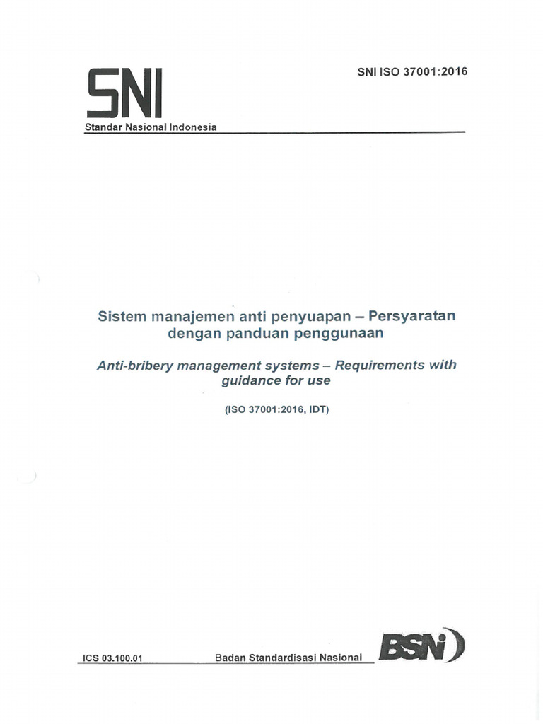 SNI ISO 37001;2016 | PDF