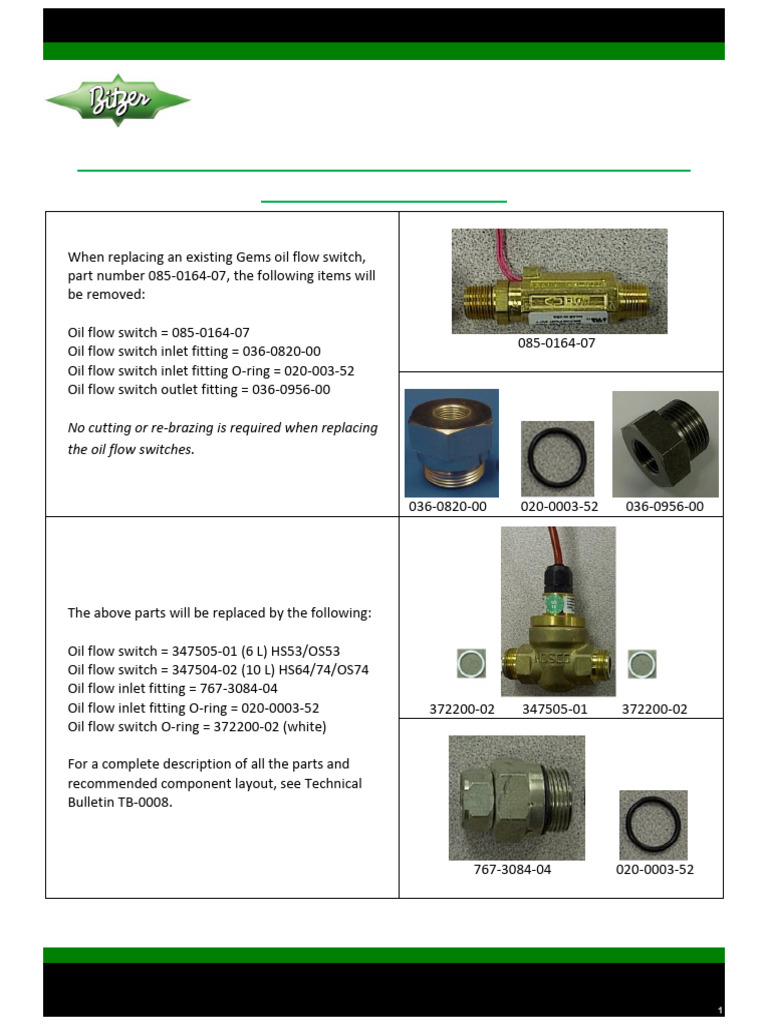 BITZER Oil Flow Switch Replacement Guide | PDF | Switch | Electronics