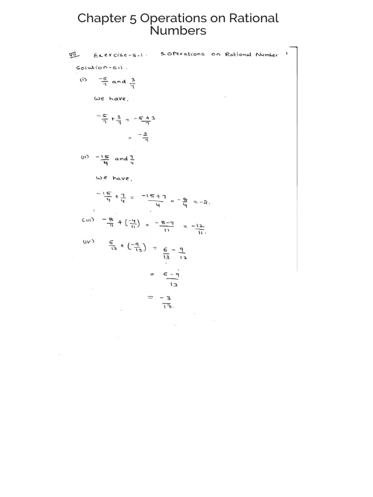 Chapter 5 Operations On Rational Numbers | PDF