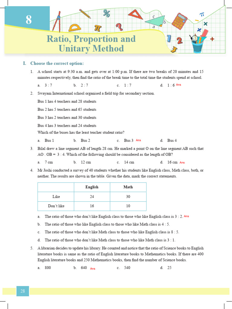 AS - WB - CB - VI - Math - Ratio, Proportion and Unitary Method | PDF ...
