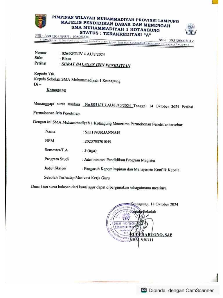 Surat Balasan SMA M 1 | PDF