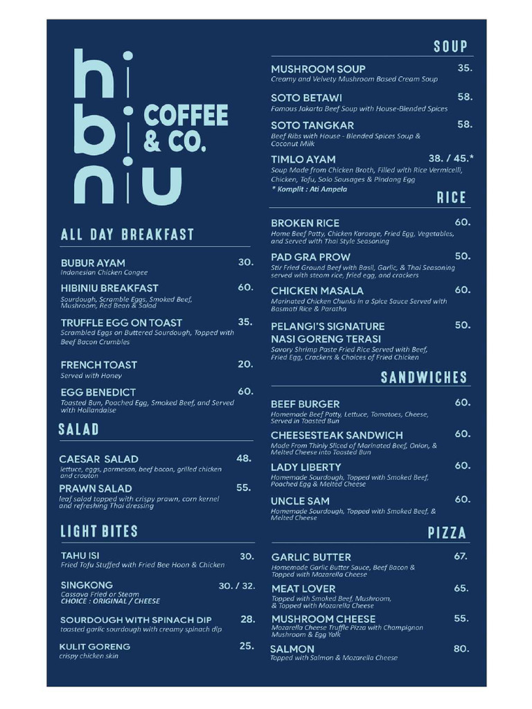 Menu HiBiNiU | PDF