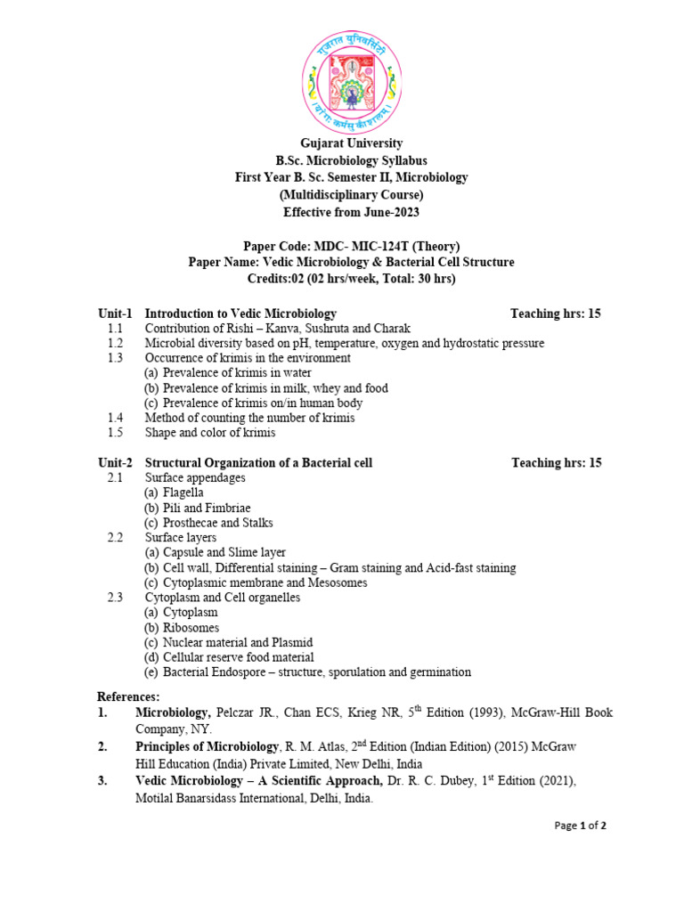 MDC B.SC Microbiology Syllabus | PDF | Cell (Biology) | Bacteria
